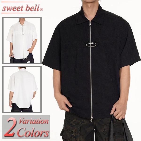 sweet bell シャツ メンズ 半袖 ジップシャツ カジュアルシャツ 春 夏 半袖シャツ ドレスシャツ ジップアップ ファスナー 大きい ...