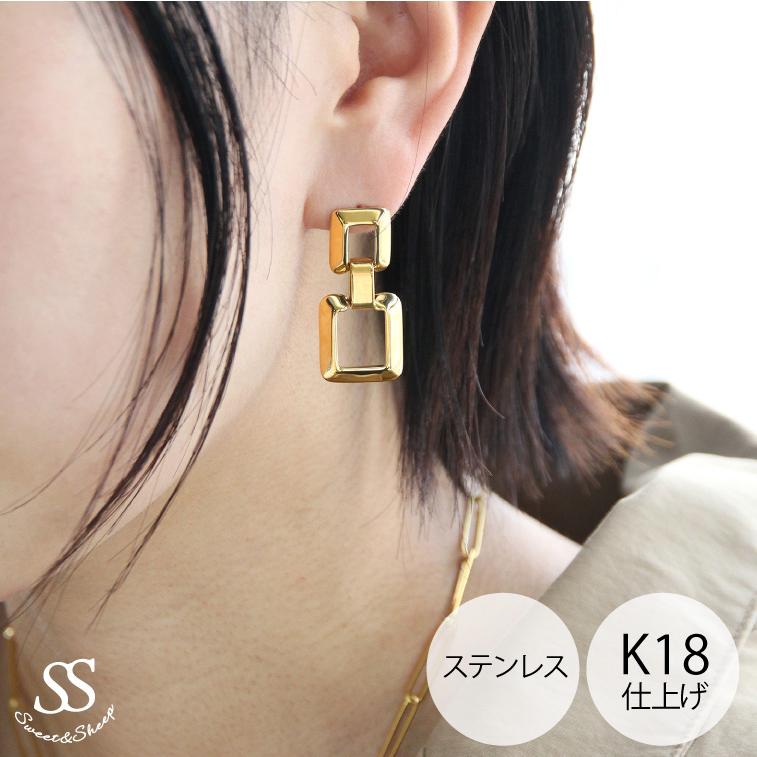 ステンレスピアス pierce レディース 40代 50代 30代 20代 チェーン おしゃれ 18K ゴールドメッキ ギフト プレゼント 金属アレルギー対応 Sweet＆Sheep ...