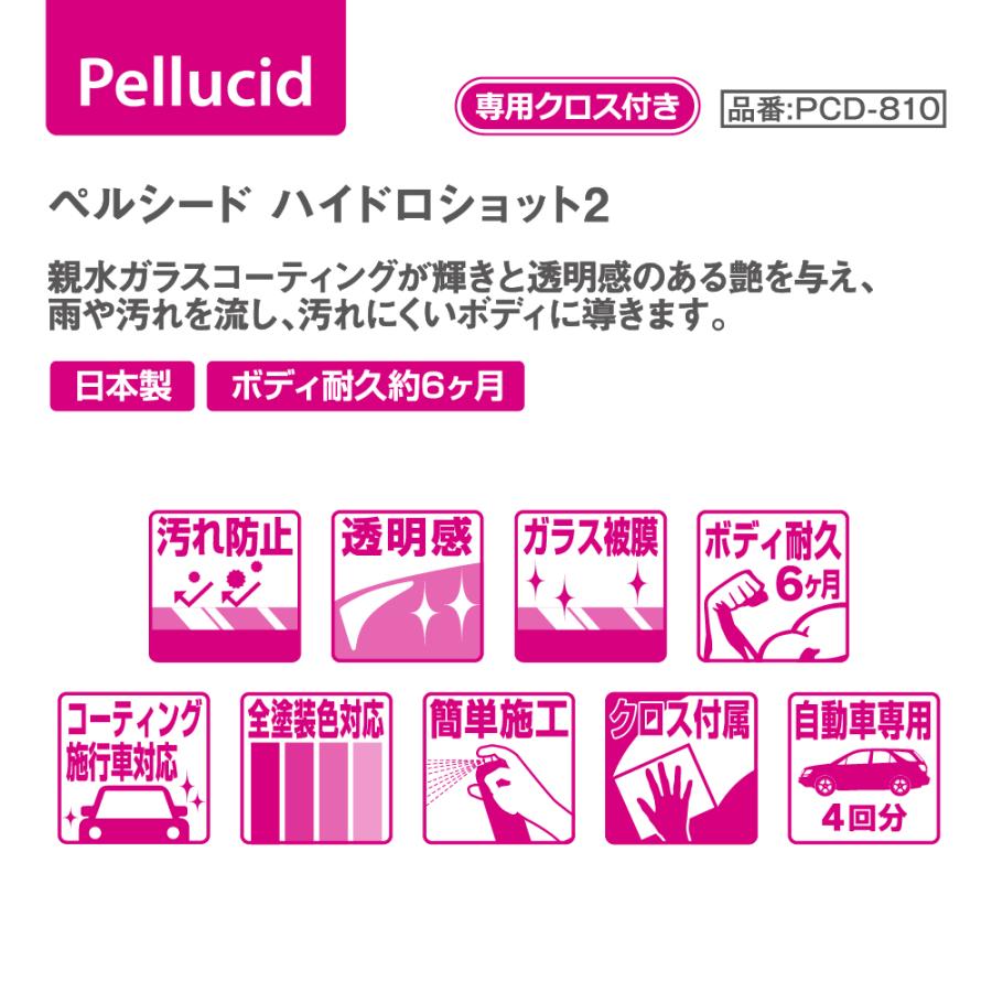 ペルシード 親水ガラスコーティング剤 ハイドロショット2 210ml PCD-810 コーティング効果約6ヶ月持続 : シャチホコストア - 通販 - Yahoo!ショッピング