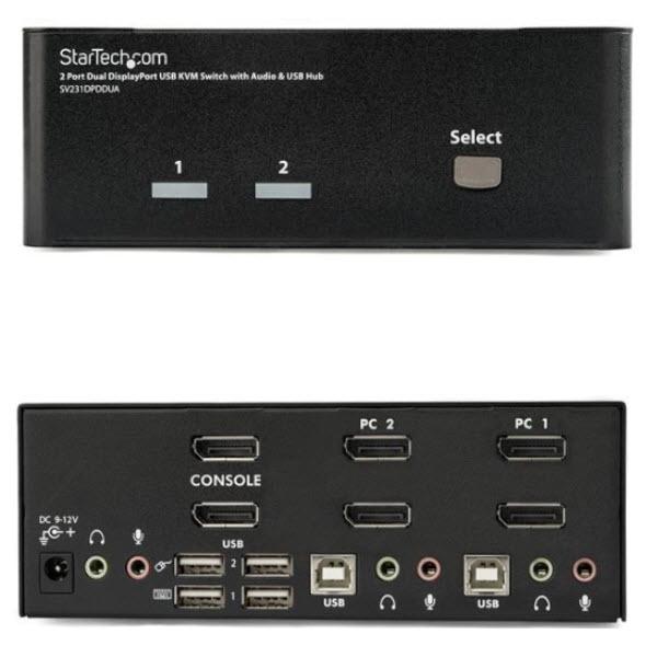 StarTech.com 2ポート デュアルDisplayPort（ディスプレイポート）対応USB接続KVMスイッチ（PC切替器 ...