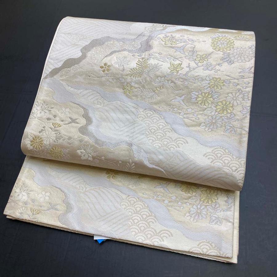 袋帯 1000着物 アンティーク ヴィンテージ 古典 シルバー お洒落着 普段着 材料 飾り 正絹 Eランク 2276 : 祥美苑ハートランド - 通販 - Yahoo!ショッピング