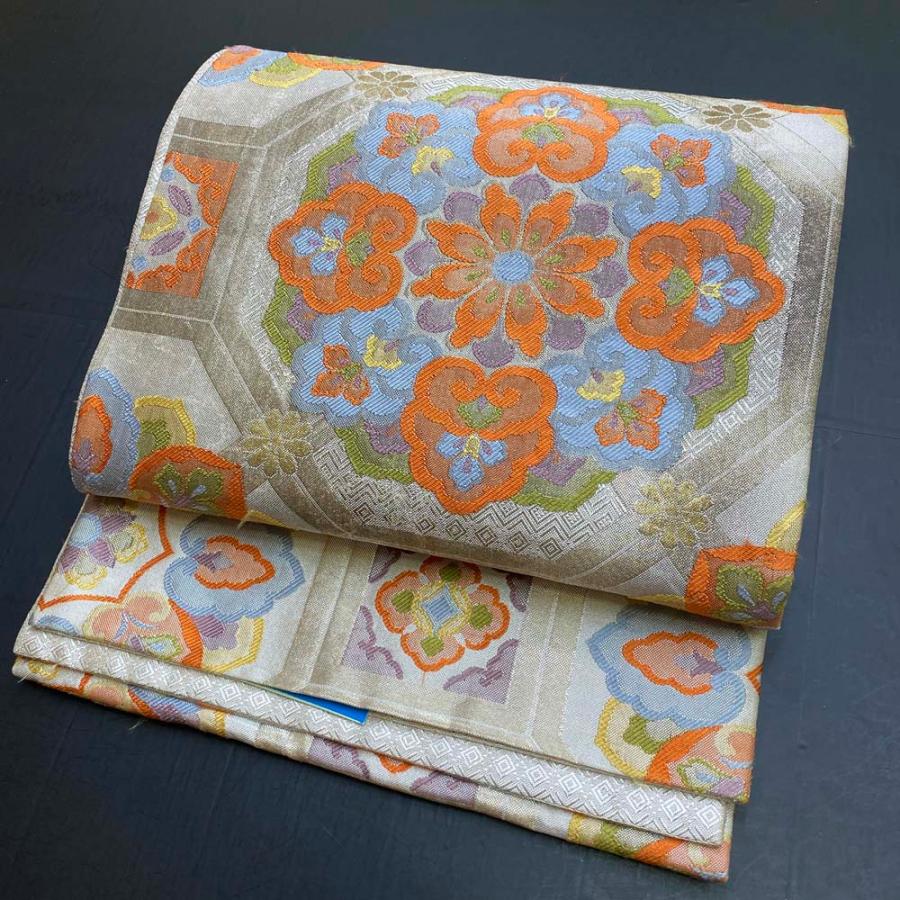 袋帯 1000着物 アンティーク ヴィンテージ 古典 オレンジ 水色 緑 シルバー お洒落着 普段着 材料 飾り 正絹 Eランク 2296 : 祥美苑ハートランド - 通販 - Yahoo ...