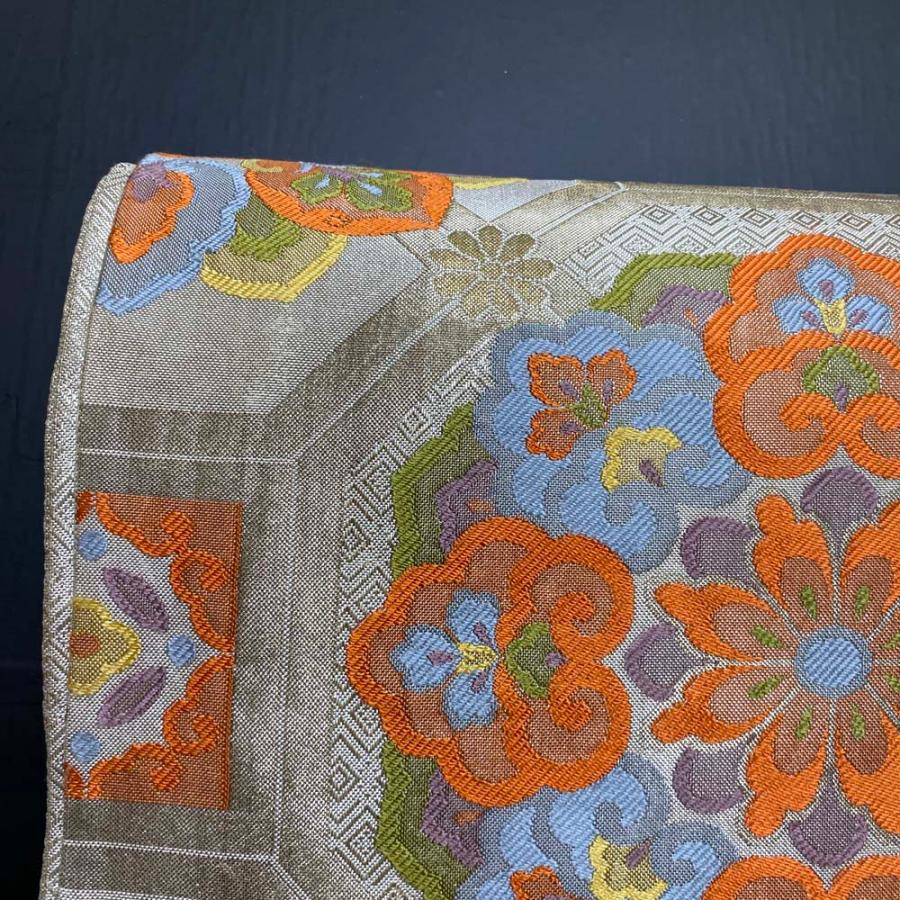 袋帯 1000着物 アンティーク ヴィンテージ 古典 オレンジ 水色 緑 シルバー お洒落着 普段着 材料 飾り 正絹 Eランク 2296 : 祥美苑ハートランド - 通販 - Yahoo ...