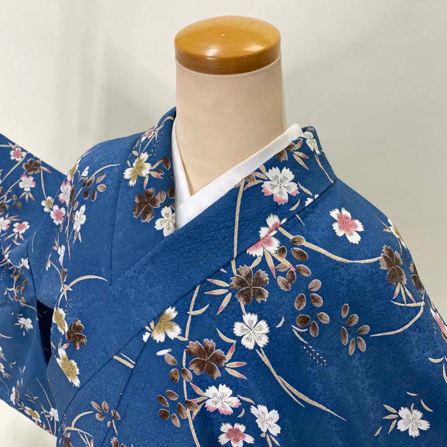 小紋 洗える着物 単衣 大きい 幅広 夏用 お洒落着 普段着 ポリエステル 裄71cm 美品 Bランク L Lサイズ 青 2371 : 祥美苑ハートランド - 通販 - Yahoo!ショッピング
