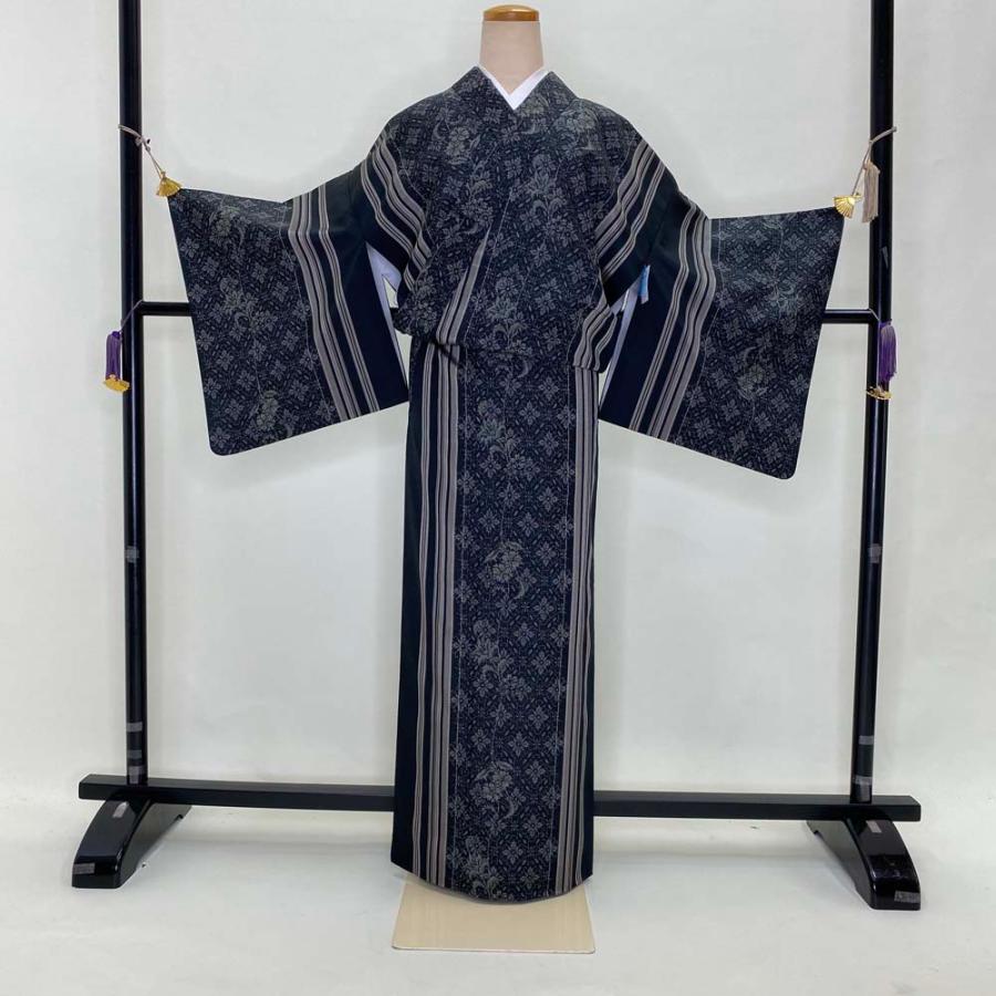 小紋 洗える着物 花柄 袷 幅広 大きい お洒落着 普段着 ポリエステル クリーム ベージュ 裄66.5cm 身丈150cm 美品 M サイズ 2464 : 祥美苑ハートランド - 通販 ...