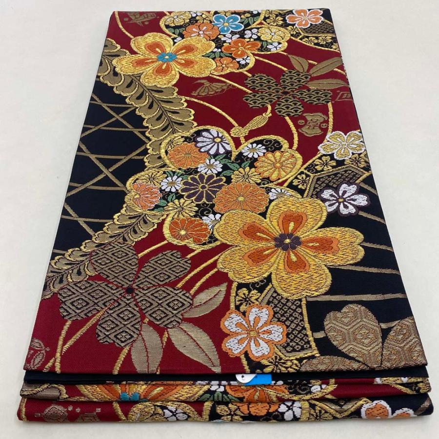 振袖用袋帯 訳あり 成人式 帯 袋帯 中古 リサイクル 礼装 振袖 正絹 結婚式 仕立て上がり 黒 赤 426cm 2512 : 祥美苑ハートランド - 通販 - Yahoo!ショッピング