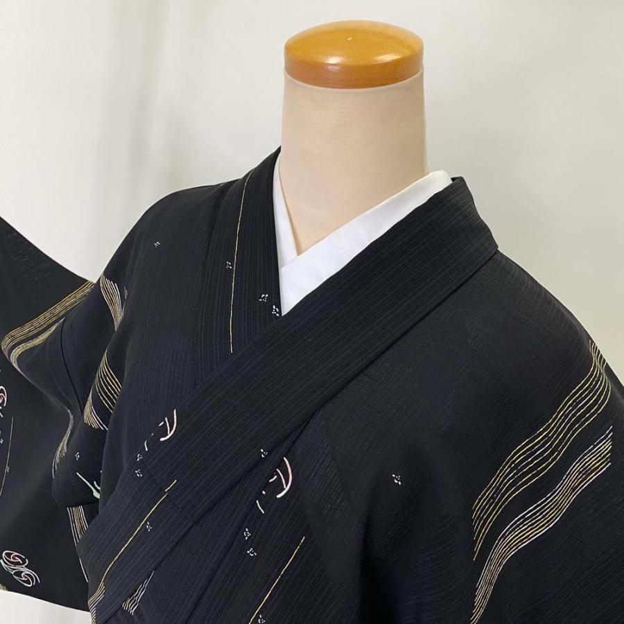 小紋 紗 夏用 洗える着物 夏物 花柄 お洒落着 普段着 ポリエステル 裄67.3cm 身丈162cm L サイズ 2575 : 祥美苑ハートランド - 通販 - Yahoo!ショッピング