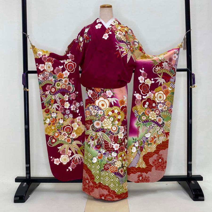 振袖 中古 大きい ラメ入り 赤 ピンク 絞り柄 桜 正絹 美品 LLサイズ 成人式 古典 裄70.3cm 身丈175cm 2613 : 26130101 : 祥美苑ハートランド - 通販 ...