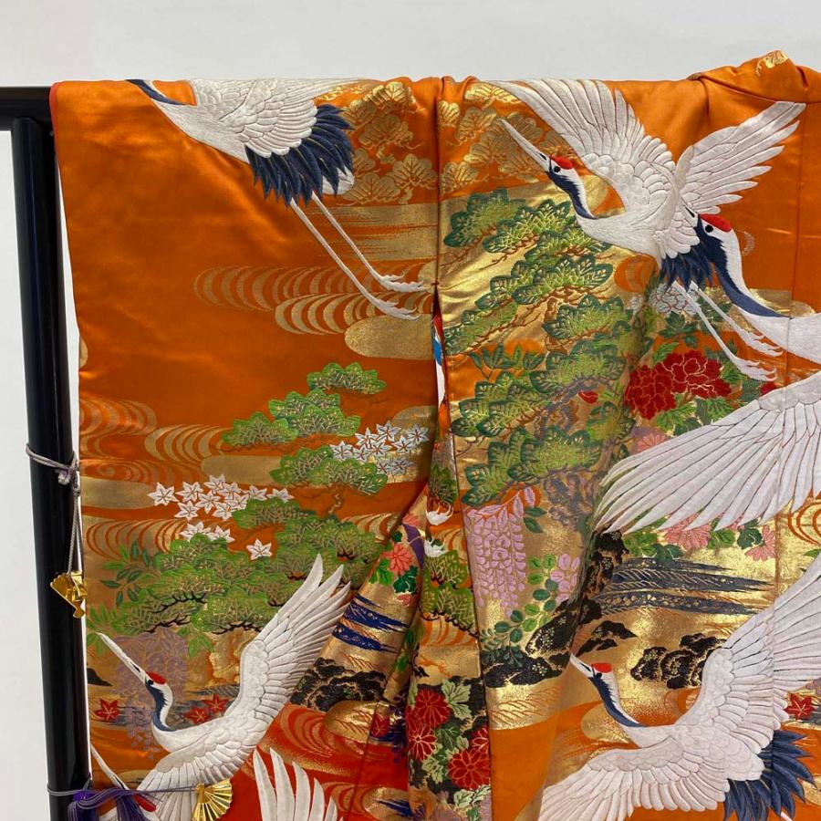 色打掛 正絹 鶴 松 刺繍 オレンジ 金 打掛 花嫁衣裳 婚礼 リサイクル 中古 ブライダル ウエディング 着物 2639 : 26390109 : 祥美苑ハートランド - 通販 ...