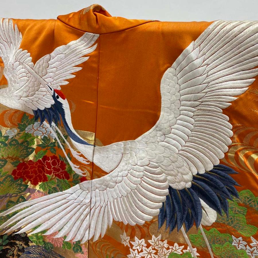 色打掛 正絹 鶴 松 刺繍 オレンジ 金 打掛 花嫁衣裳 婚礼 リサイクル 中古 ブライダル ウエディング 着物 2639 : 26390109 : 祥美苑ハートランド - 通販 ...