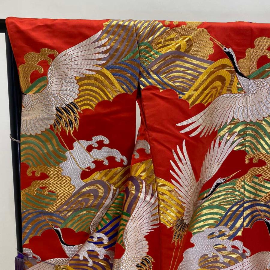 色打掛 正絹 鶴 刺繍 赤 金 打掛 花嫁衣裳 婚礼 リサイクル 中古 ブライダル ウエディング 着物 2643 : 26430109 : 祥美苑ハートランド - 通販 - Yahoo!ショッピング
