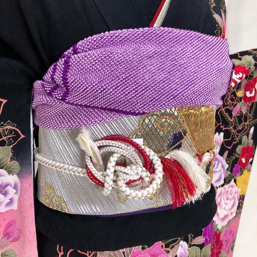 振袖フルセット 裄67cm 身丈173cm 長襦袢セット 総柄 振袖 帯 帯揚げ 帯締め 黒 紫 L サイズ 2689 : 祥美苑ハートランド - 通販 - Yahoo!ショッピング
