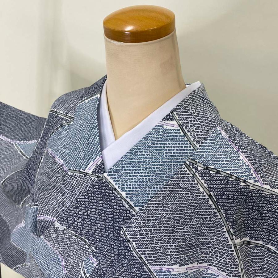 小紋 洗える着物 裄65.5cm 身丈163cm 花柄 袷 お洒落着 普段着 ポリエステル 絞り柄 白 美品 M サイズ 3309 : 33090105 : 祥美苑ハートランド - 通販 ...