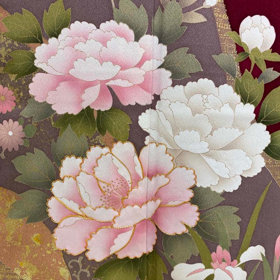 振袖フルセット 裄68cm 身丈168cm 総柄 刺繍 振袖 帯 帯揚げ 帯締め 正絹 エンジ 紺 L サイズ 3341 : 祥美苑ハートランド - 通販 - Yahoo!ショッピング