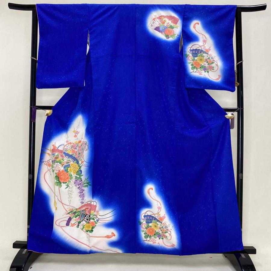 訪問着 付け下げ 洗える着物 礼装 ポリエステル 裄64.5cm Bランク M サイズ 青 3715 : 祥美苑ハートランド - 通販 - Yahoo!ショッピング