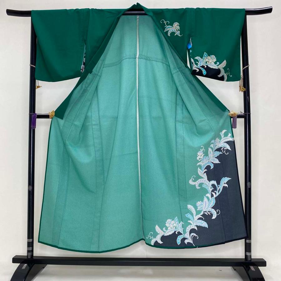 訪問着 付け下げ 洗える着物 単衣 胴抜き 礼装 ポリエステル 裄67.2cm Aランク M サイズ 緑 3722 : 祥美苑ハートランド - 通販 - Yahoo!ショッピング