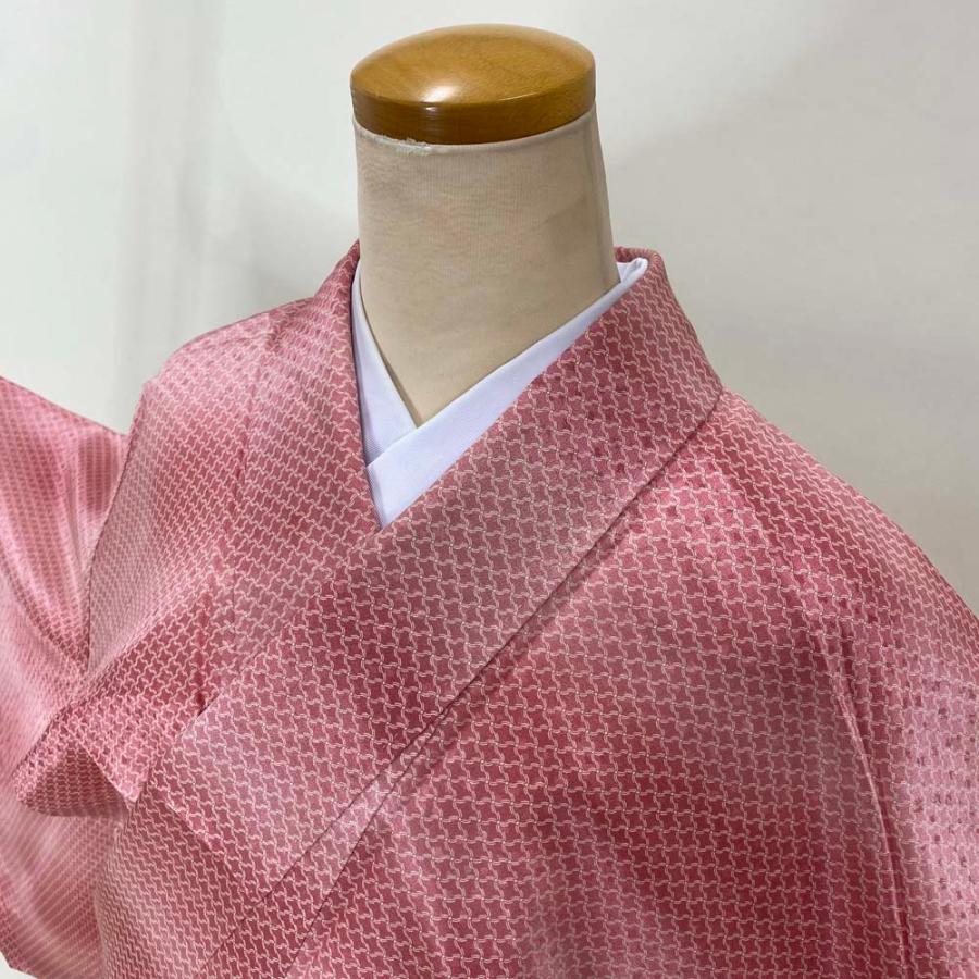 小紋 洗える着物 裄66cm 身丈160.7cm 絞り柄 袷 お洒落着 普段着 ポリエステル ピンク 美品 M サイズ 3729 : 祥美苑ハートランド - 通販 - Yahoo!ショッピング