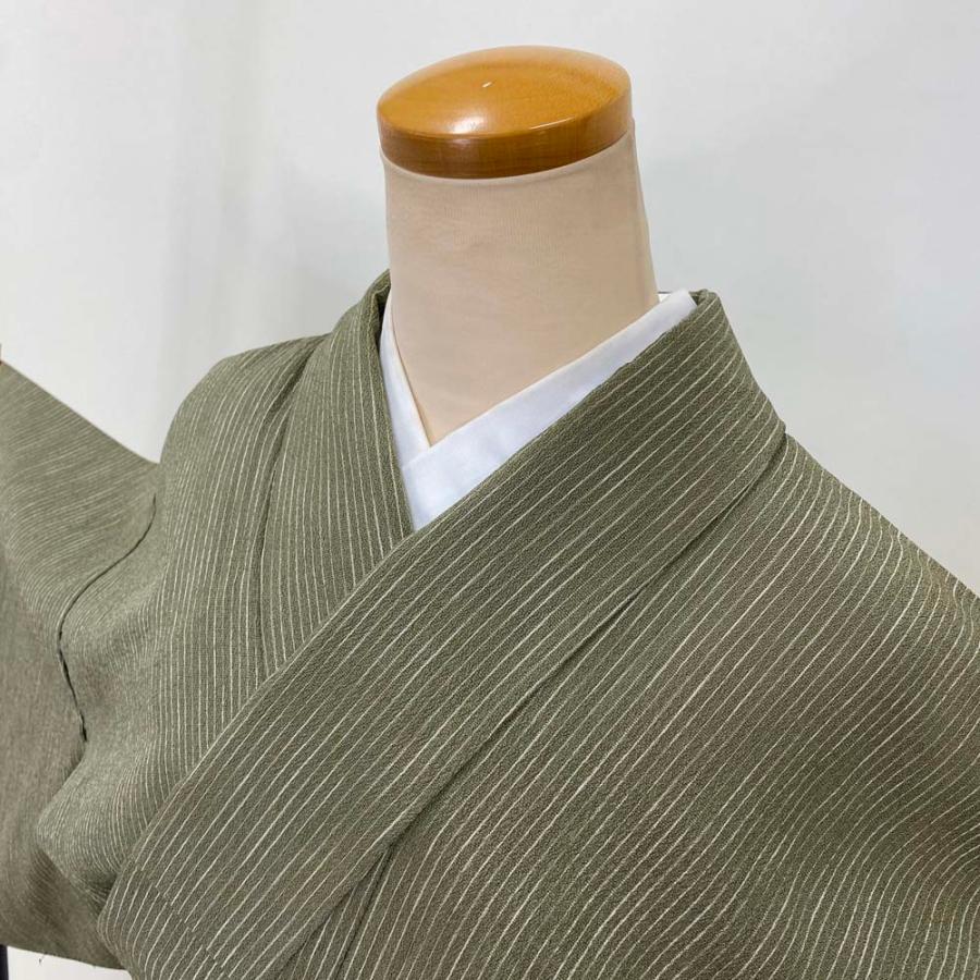 小紋 単衣 洗える着物 裄64.5cm 身丈152cm 花柄 お洒落着 普段着 ポリエステル 緑 美品 M サイズ 3859 : 祥美苑ハートランド - 通販 - Yahoo!ショッピング