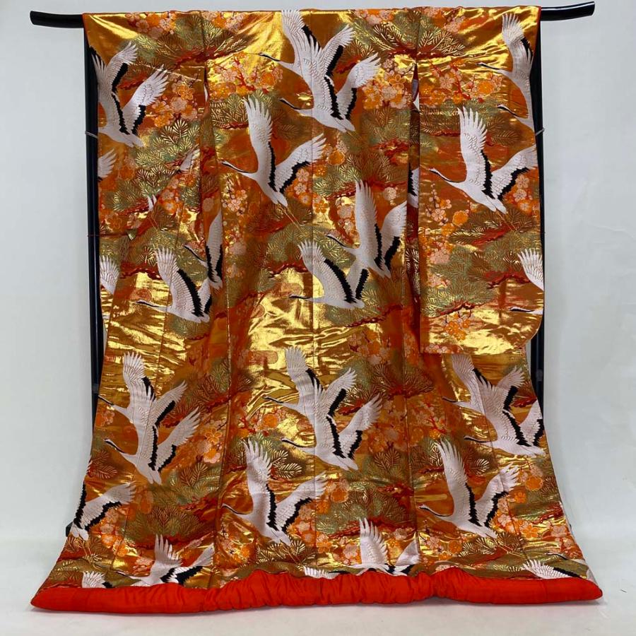 色打掛 正絹 鶴 刺繍 金 打掛 Lサイズ 裄67 花嫁衣裳 婚礼 リサイクル 中古 ブライダル ウエディング 着物 4022 : 祥美苑ハートランド - 通販 - Yahoo!ショッピング
