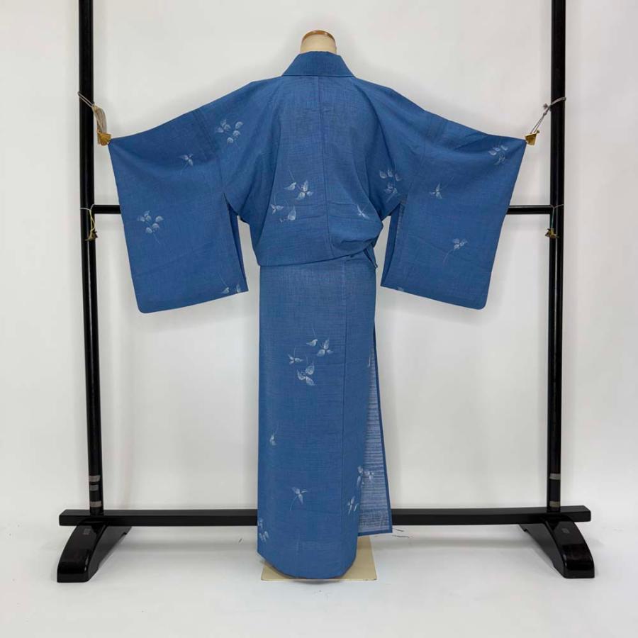 小紋 夏 紗 夏用 洗える着物 裄64.2cm 身丈158.8cm 花柄 お洒落着 普段着 ポリエステル 青 美品 M サイズ 4340 : 祥美苑ハートランド - 通販 - Yahoo!ショッピング