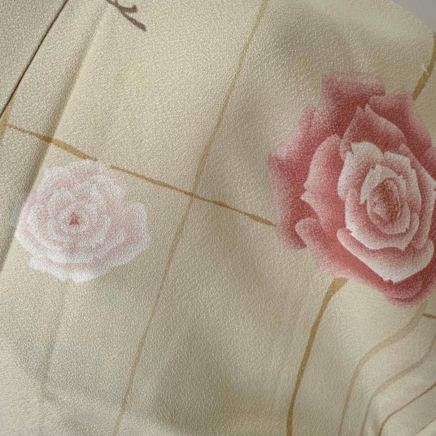 小紋 単衣 洗える着物 裄66.1cm 身丈161cm 花柄 お洒落着 普段着 ポリエステル クリーム 美品 M サイズ 4382 : 祥美苑ハートランド - 通販 - Yahoo!ショッピング