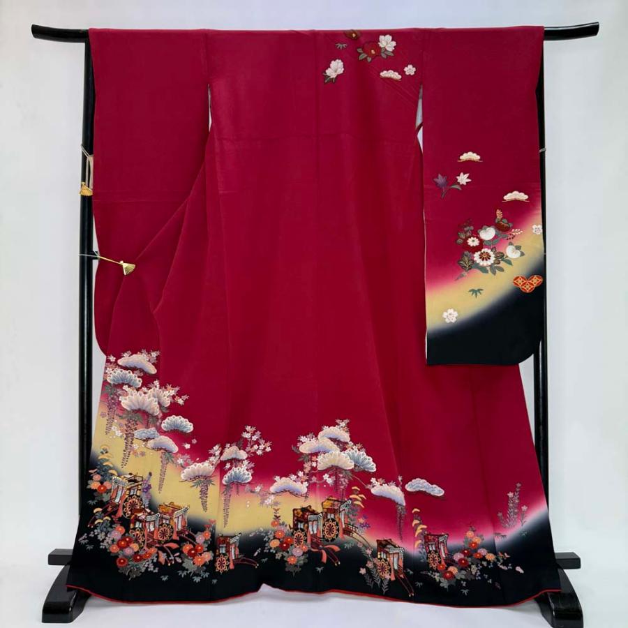 振袖 中古 エンジ 正絹 古典 裄66.2cm 身丈166.5cm 美品 M サイズ 成人式 4454 : 祥美苑ハートランド - 通販 - Yahoo!ショッピング