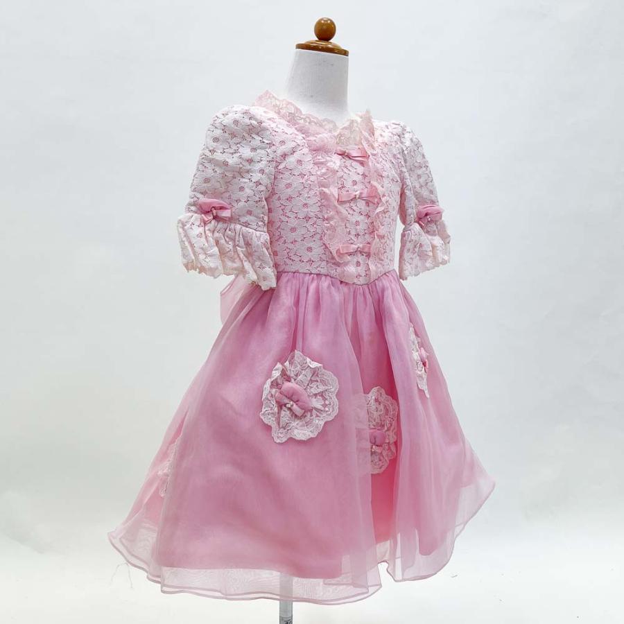 中古 キッズドレス 子どもドレス ふわふわドレス ピンク 5-6才 110cm程度 こどもドレス ロングドレス 結婚式 発表会 KD-34 ...