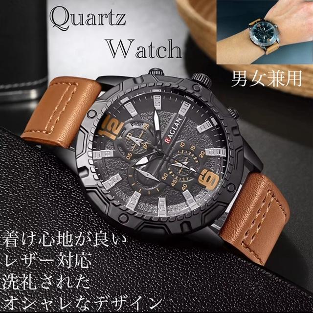 2 腕時計 時計 レザーベルト クォーツ レザー アナログ 革 メンズ オシャレ ウォッチ フォーマル 入学式 卒業式 男女兼用 ブラウン ...
