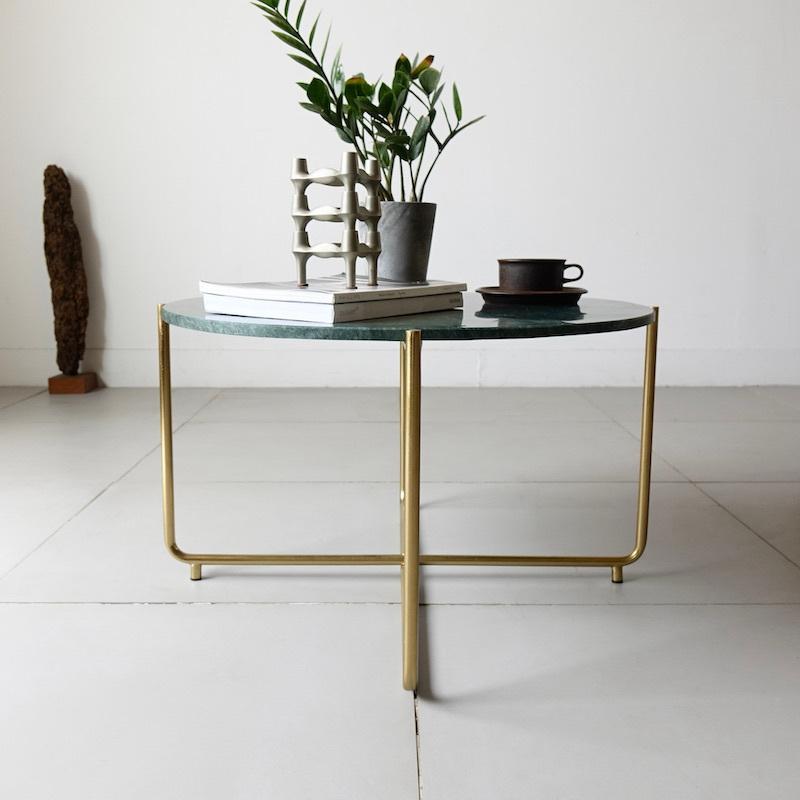 ZUIVER TIMPA MARBLE COFFEE TABLE センターテーブル 大理石 幅70cm グリーン マーブル 北欧 円形 ...