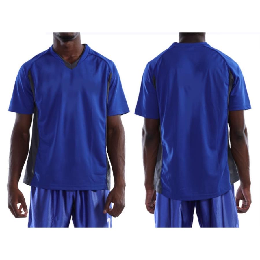 ドライ tシャツ メンズ 半袖 wundou ウンドウ ベーシックサッカーシャツ P1910 吸汗 速乾 フットサル 練習着 部活 試合用 ストライプライン ユニフォーム S-XXL :wd ...