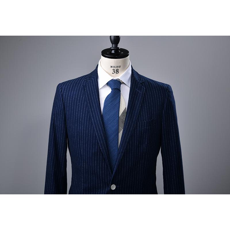 ネクタイ 日本製 おしゃれ 日本の織物 武州正藍染 × 上田紬 メンズ