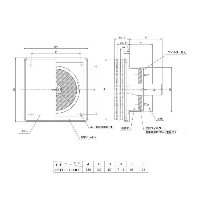 バクマ工業 REPD-100JPF 自然給気用 樹脂製プッシュ式レジスター 花粉フィルター付 操作部脱着式 : ティーアップ ヤフー店 - 通販 - Yahoo!ショッピング
