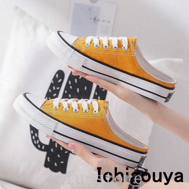 サンダルレディース履きやすい婦人靴かかとなしスニーカーサボ白ブーツ白スニーカーサンダルスニーカーキャンバス軽い : 旅とびshokin - 通販 - Yahoo!ショッピング