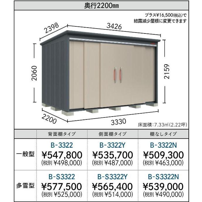 タクボ 物置 BELOS B-S3322N 多雪型 標準屋根 棚なしタイプ【商品配送のみ】物置 屋外 収納庫 おしゃれ ベランダ収納庫 スチール物置 : タックオンライン ヤフー店 - 通販 ...