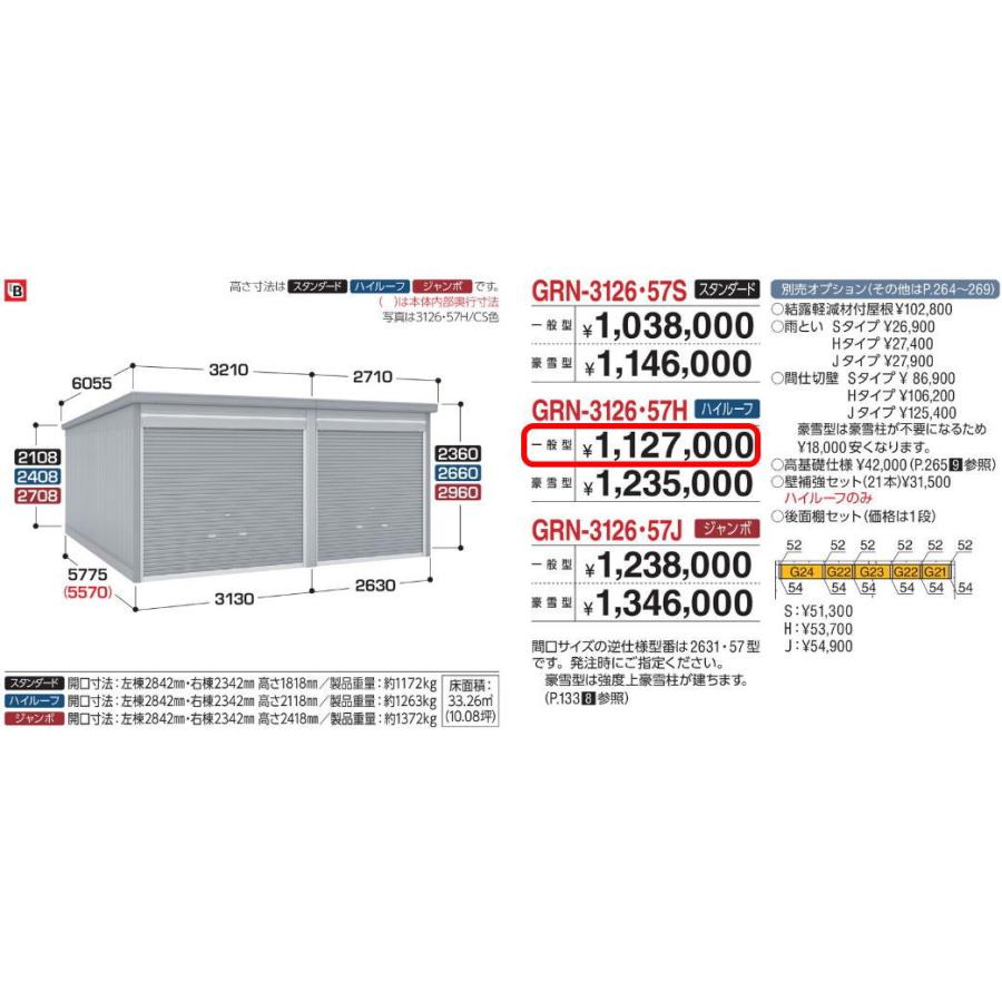 【関西限定！配送のみ お客様組立品】イナバ物置 ガレージ ガレーディア GRN-3126・57H ハイルーフ 一般型 車庫 イナバガレージ : grn-3126-57h-i : タック ...