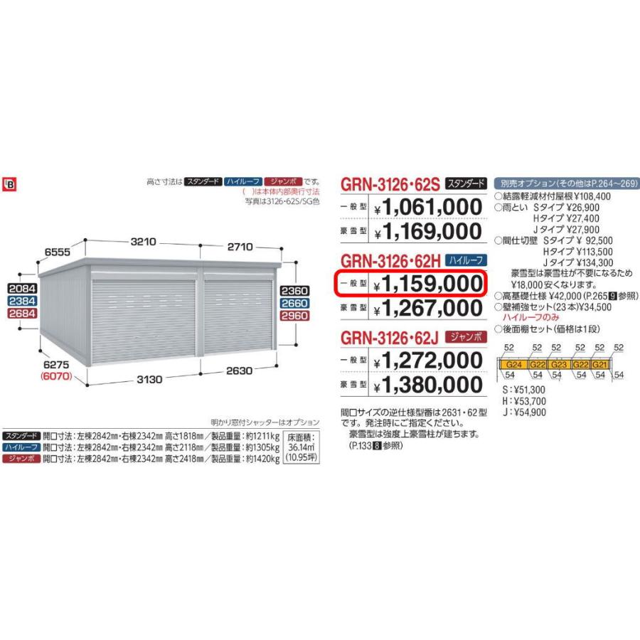 ガレーディア 【関西限定！配送のみ お客様組立品】イナバ物置 ガレージ ガレーディア GRN-3126・62H ハイルーフ 一般型 車庫 イナバガレージ : タックオンライン ヤフー店 ...