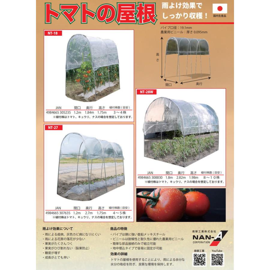 南栄工業 トマトの屋根 NT-28W 国内生産品 ナンエイ 雨除けシート 雨よけ 雨除け 透明シート ビニールハウス 家庭用 小型 ビニール トマト 園芸 : タックオンライン ヤフー店 ...