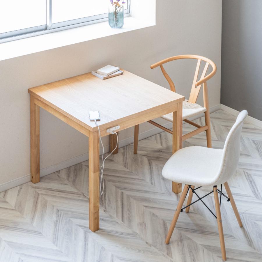 tac INTERIOR ダイニングテーブル 2人用 北欧 おしゃれ 小さめ 80cm 幅 ホワイトオーク Japandi ジャパンディ 食卓 テーブル コンセント付き : tac ...