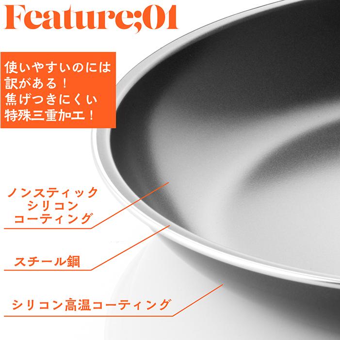 フライパン 3点セット 18cm 23cm 28cm 3in1 IH・ガス両用 ノンスティックシリコンコーティング スチール鋼 軽量設計 焦げ付きにくい お手入れラクラク : 立花洋品店 ...