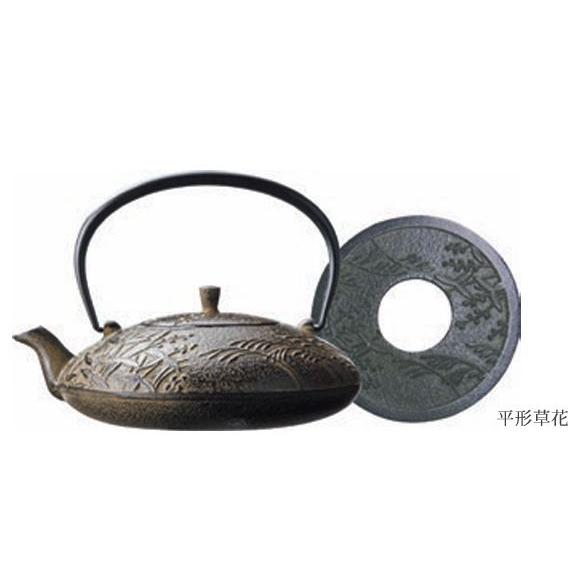 及源鋳造 (正規品 特選国産品) 南部鉄器 鉄急須 平形草花 0.6l E-129 (W188 D164 H136 1.5kg) 日本製 OIGEN 白湯 プレゼント 父の日 母の日 敬老の日 ...