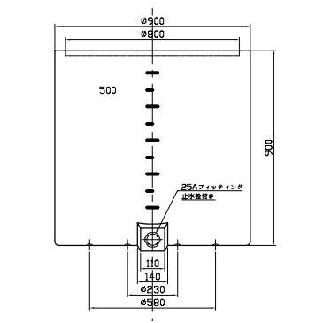 モリマーサム樹脂工業 円筒型大型タンク (開放型) OTM-500 500L (25A フィッティング 止水栓付) (白色or黒色 色選択 ...