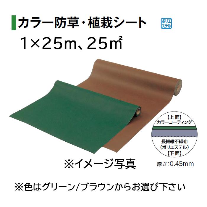 タカショー カラー防草・植栽シート 25m巻 サイズ：1×25m (【グリーン】TBB-25G 50682800/【ブラウン】TBB-25B 50683500) : yuas70187 : ザ ...
