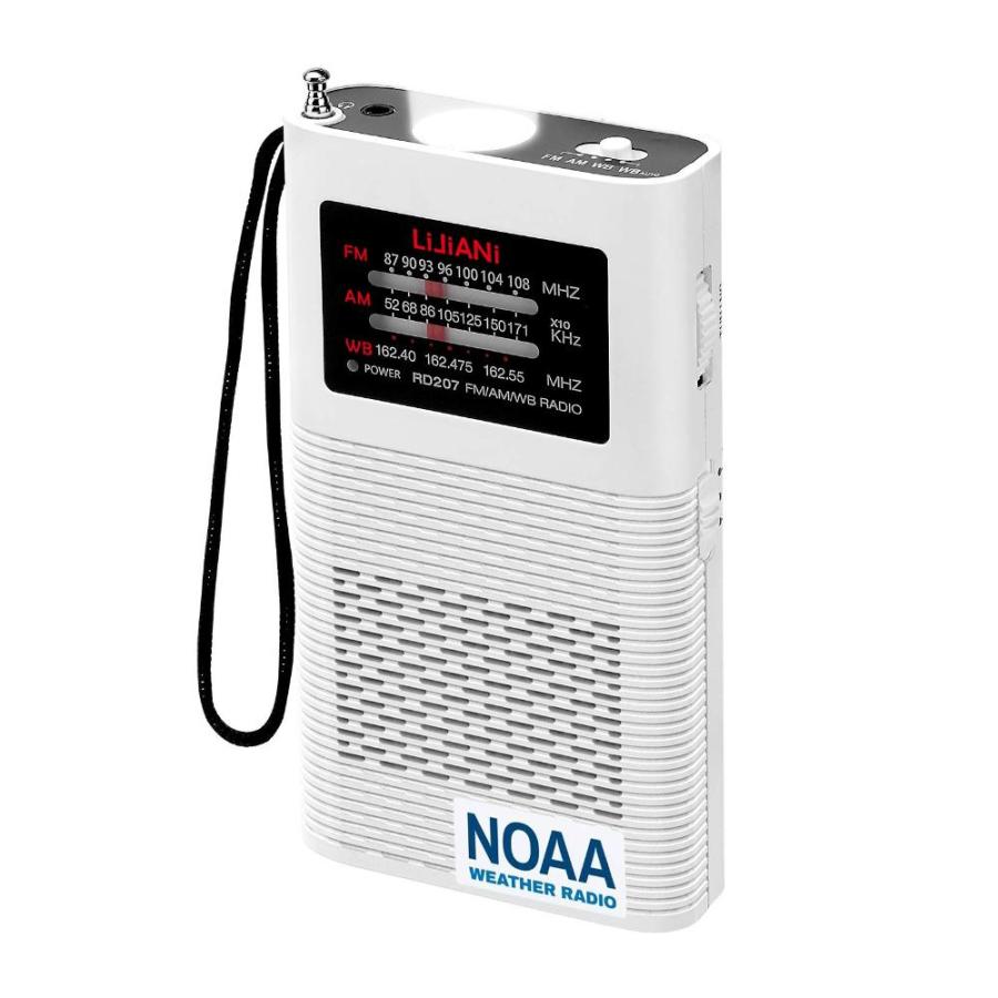NOAA Weather Alert Radio Portable AM FM Battery Operated by Replaceable ...
