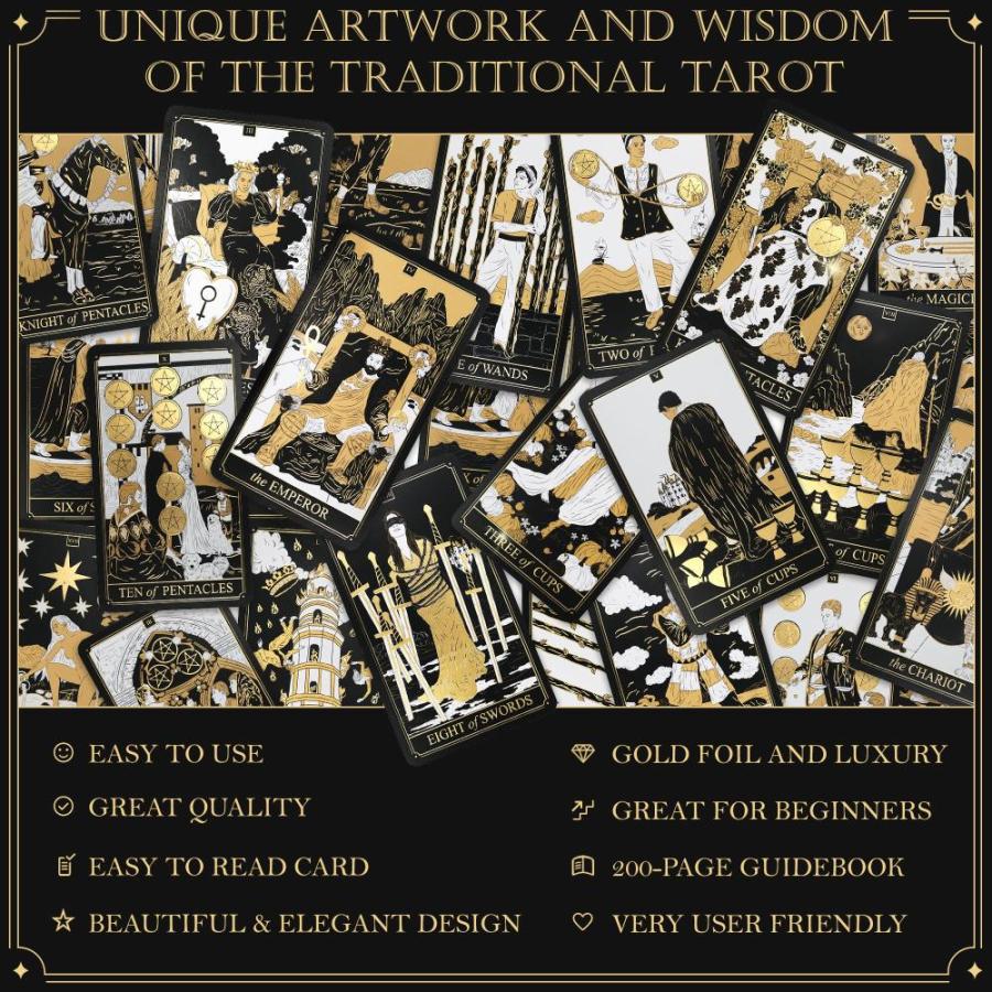 Wyspell Classic Tarot Deck with Guidebook - 78 Gold Cards for Beginne : タクトショップ - 通販 - Yahoo!ショッピング