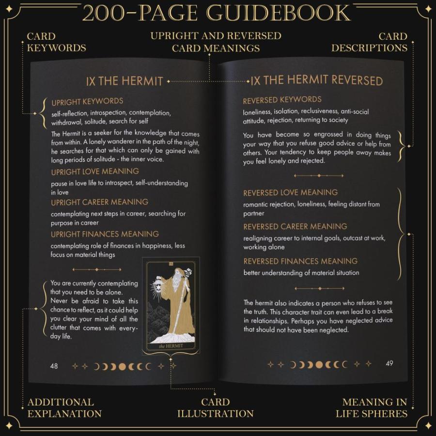 Wyspell Classic Tarot Deck with Guidebook - 78 Gold Cards for Beginne : タクトショップ - 通販 - Yahoo!ショッピング