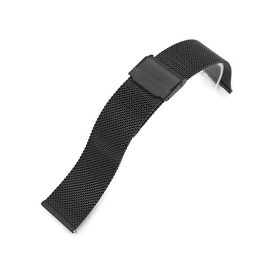 19mm MiLTAT 時計ベルト ワイヤーメッシュバンド クラシック ブラッシュドPVDブラック クイックリリース : 時計ベルトのタイ ...