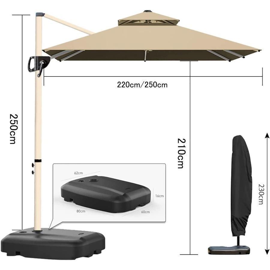 パラソル ガーデンパラソル 220/250cm 風に強い 長方形 大型 ビーチパラソル 角度調節 UVカット 庭 テラス アウトドア ビーチ キャンプ 日傘 家庭での使用 商業 : グラブたか ...