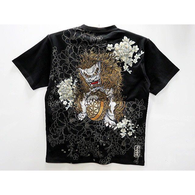 絡繰魂・粋　半袖Tシャツ　牡丹唐獅子刺繍　カラクリ魂 絡繰魂・粋 半袖Tシャツ 牡丹唐獅子刺繍 カラクリ魂 : takafuku1915