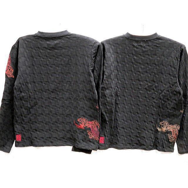 絡繰魂 和柄 長袖 ジャガードTシャツ 龍神刺繍 カラクリ魂