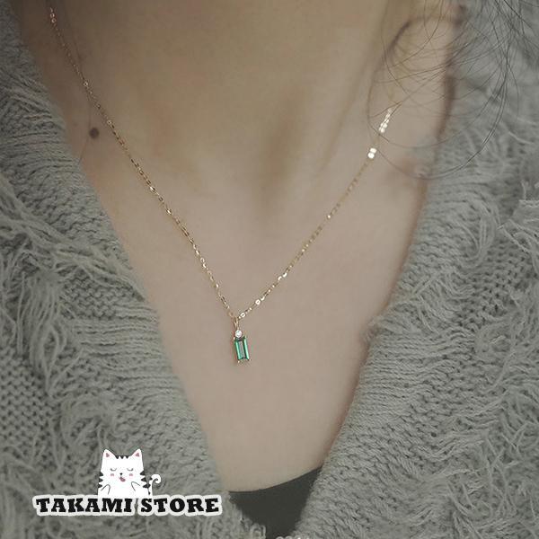 ネックレス レディース 一粒 小ぶり エメラルド 四角 スクエア シンプル 重ね付け シルバー925 K14コーティング 彼女 妻 嫁 母 女性 誕生日プレゼント :ml0211-xl294 ...